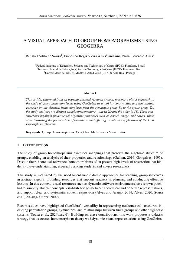 (PDF) A VISUAL APPROACH TO GROUP HOMOMORPHISMS USING GEOGEBRA