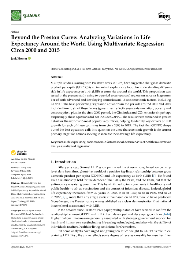 (PDF) Beyond the Preston Curve: Analyzing Variations in Life Expectancy ...