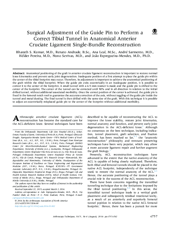 (PDF) Surgical Adjustment of the Guide Pin to Perform a Correct Tibial ...
