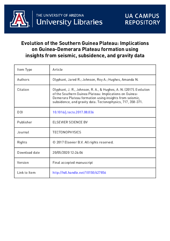 (PDF) Evolution of the Southern Guinea Plateau: Implications on Guinea ...