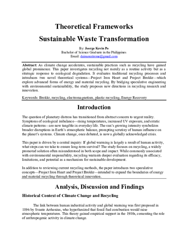 (PDF) Theoretical Frameworks - Sustainable Waste Transformation