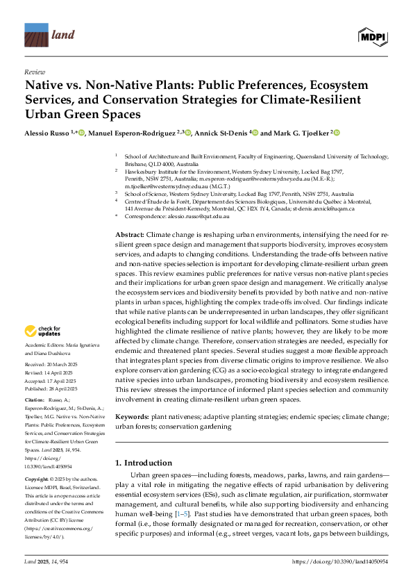 (PDF) Native vs. Non-Native Plants: Public Preferences, Ecosystem ...