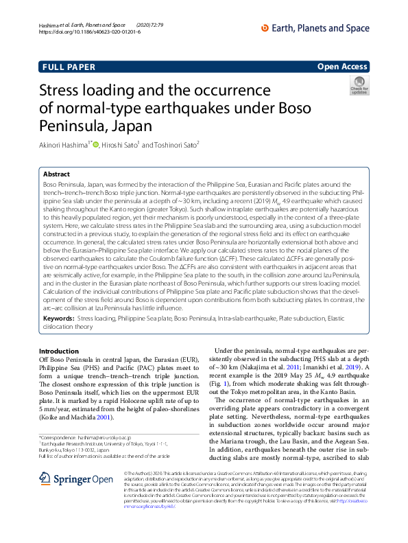 (PDF) Stress loading and the occurrence of normal-type earthquakes ...