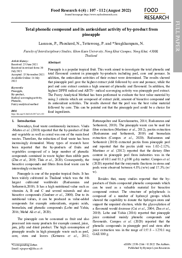(PDF) Total phenolic compound and its antioxidant activity of by ...