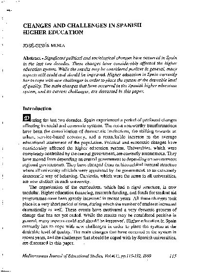 (PDF) Changes and Challenges in Spanish Higher Education