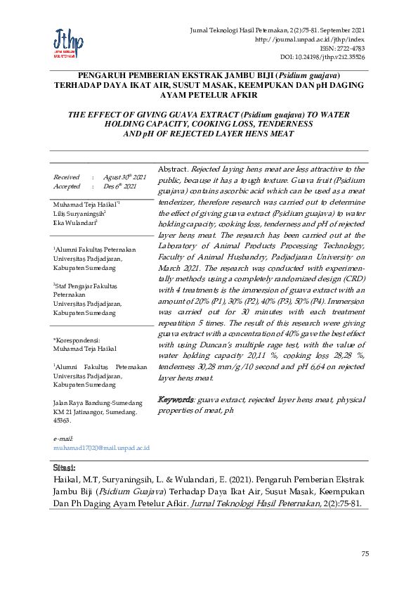 (PDF) Pengaruh Pemberian Ekstrak Jambu Biji (Psidium guajava) terhadap ...