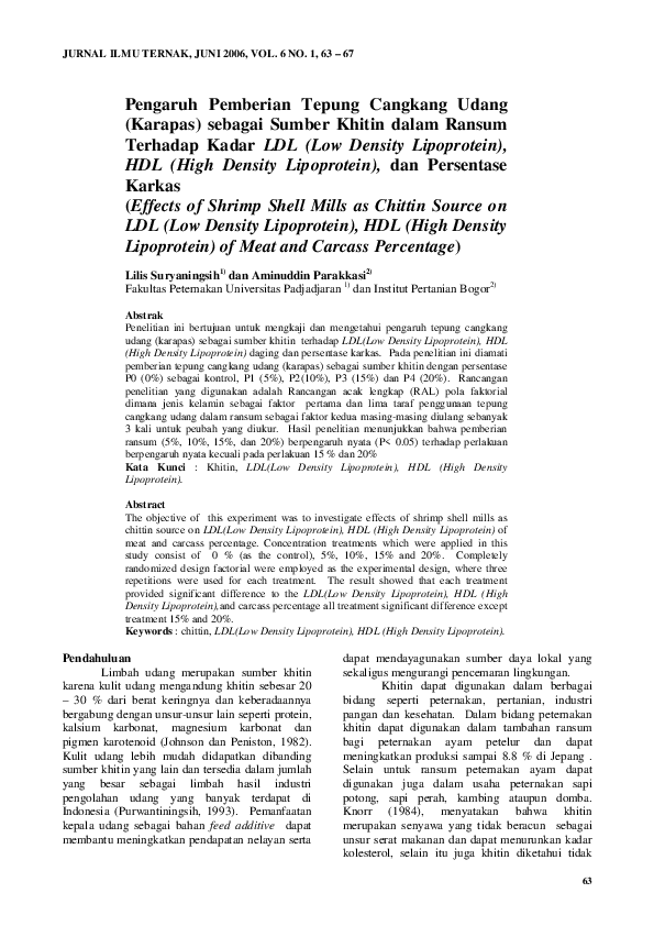 (PDF) Pengaruh Pemberian Tepung Cangkang Udang (Karapas) sebagai Sumber ...