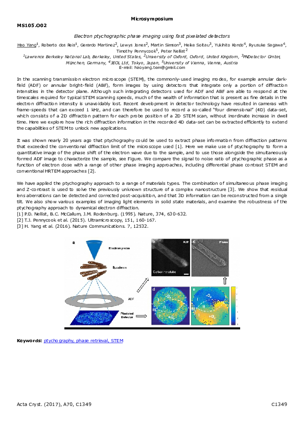 (PDF) Electron ptychographic phase imaging using fast pixelated detectors