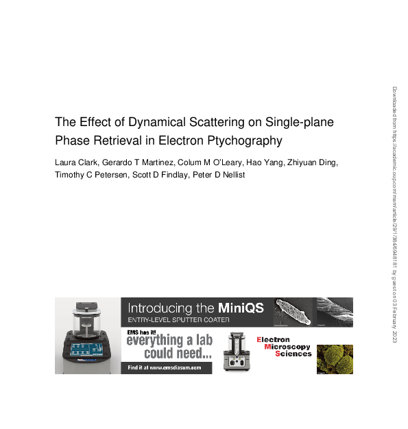 (PDF) The Effect of Dynamical Scattering on Single-plane Phase ...