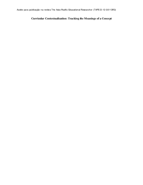 (PDF) Curricular Contextualization: Tracking the Meanings of a Concept