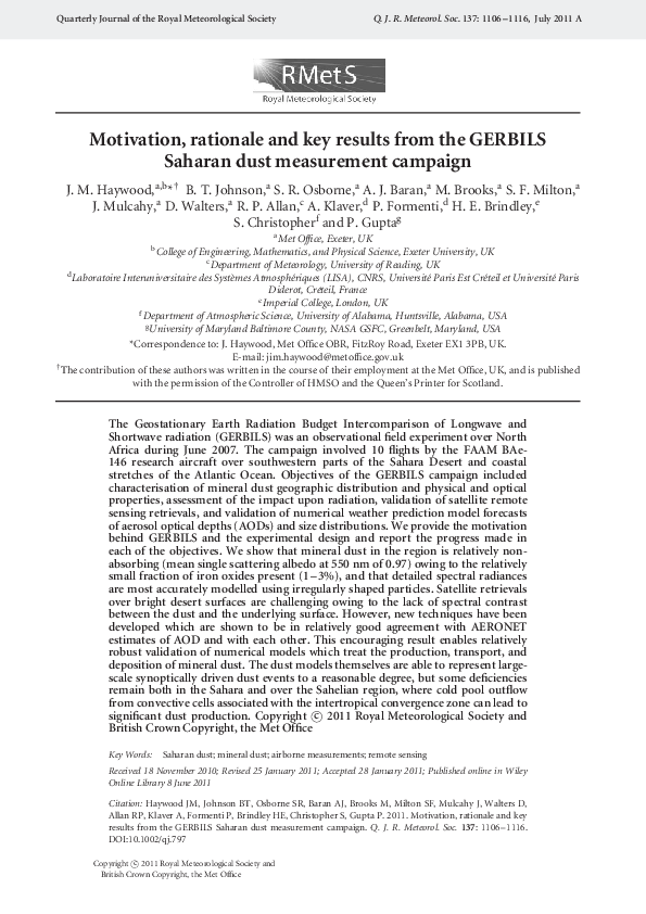 (PDF) Motivation, rationale and key results from the GERBILS Saharan ...