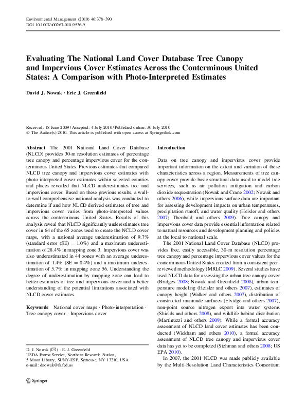 (PDF) Evaluating The National Land Cover Database Tree Canopy and ...