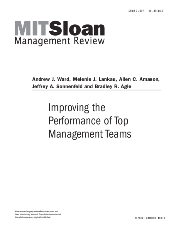 (PDF) Improving the Performance of Top Management Teams