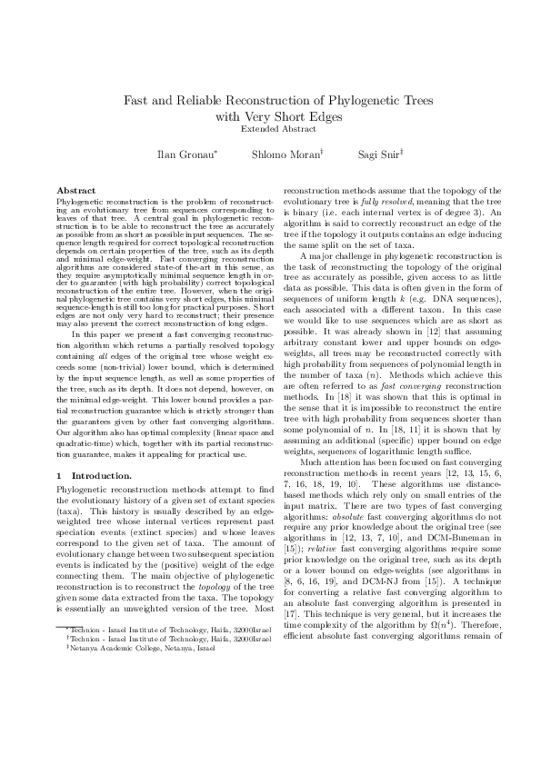 (PDF) Fast and reliable reconstruction of phylogenetic trees with ...