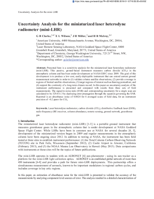 (PDF) Uncertainty analysis for the miniaturized laser heterodyne ...
