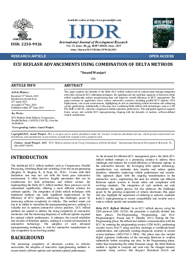 (PDF) ECU REFLASH ADVANCEMENTS USING COMBINATION OF DELTA METHODS