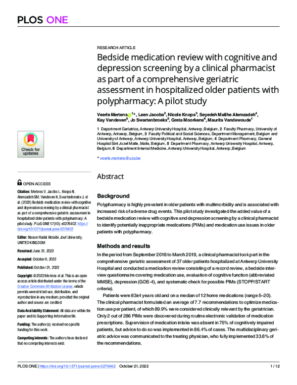 (PDF) Bedside medication review with cognitive and depression screening ...