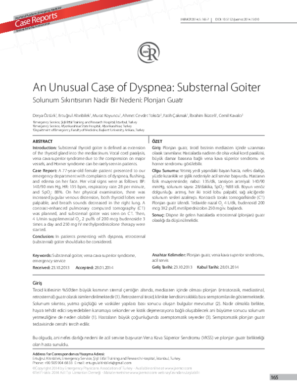 (PDF) An Unusual Case of Dyspnea: Substernal Goiter