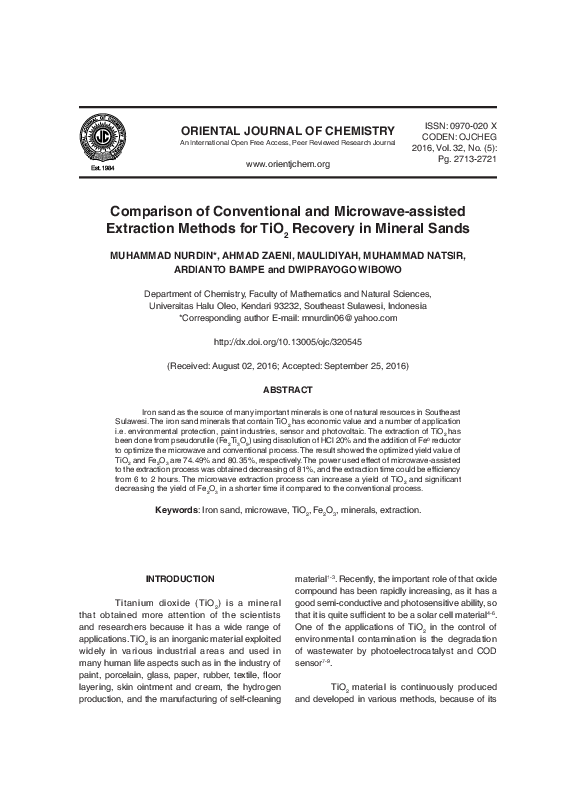 (PDF) Comparison of Conventional and Minerals, Extraction. Extraction ...