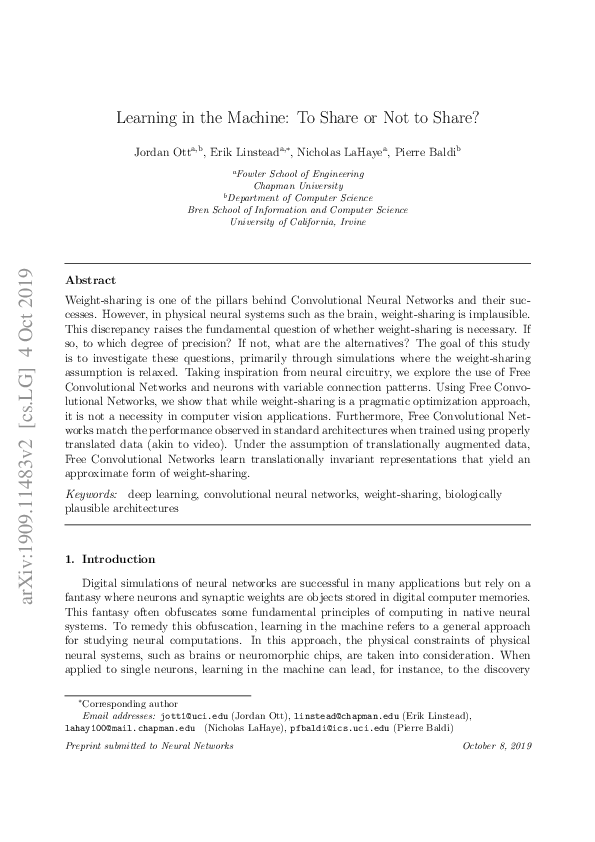 (PDF) Learning in the machine: To share or not to share?