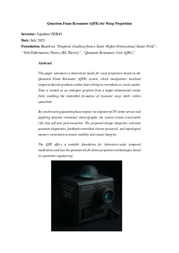 (PDF) Quantum Foam Resonator (QFR) for Warp Propulsion