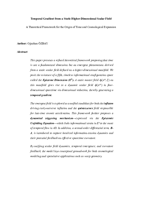 (PDF) Temporal Gradient from a Static Higher-Dimensional Scalar Field A ...