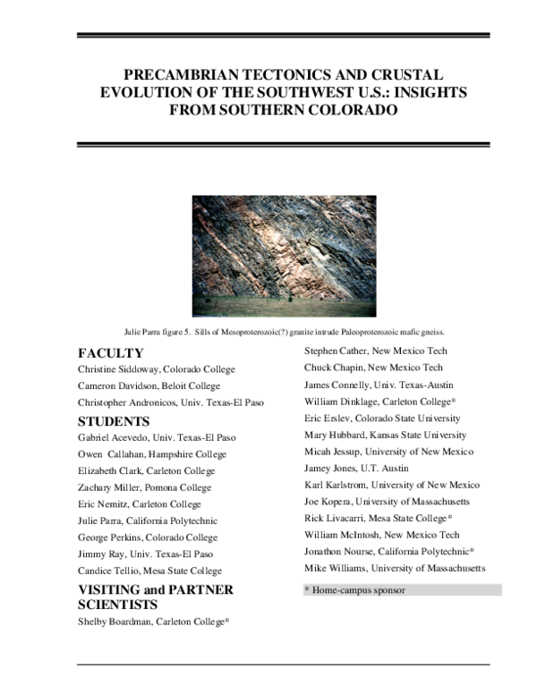 (PDF) Precambrian Tectonics and Crustal Evolution of the Southwest Us ...