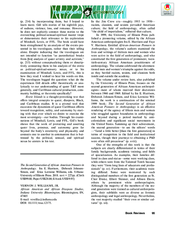 (PDF) The Second Generation of African American Pioneers in Anthropology