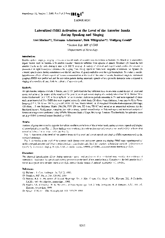 (PDF) Lateralized fMRI activation at the level of the anterior insula ...