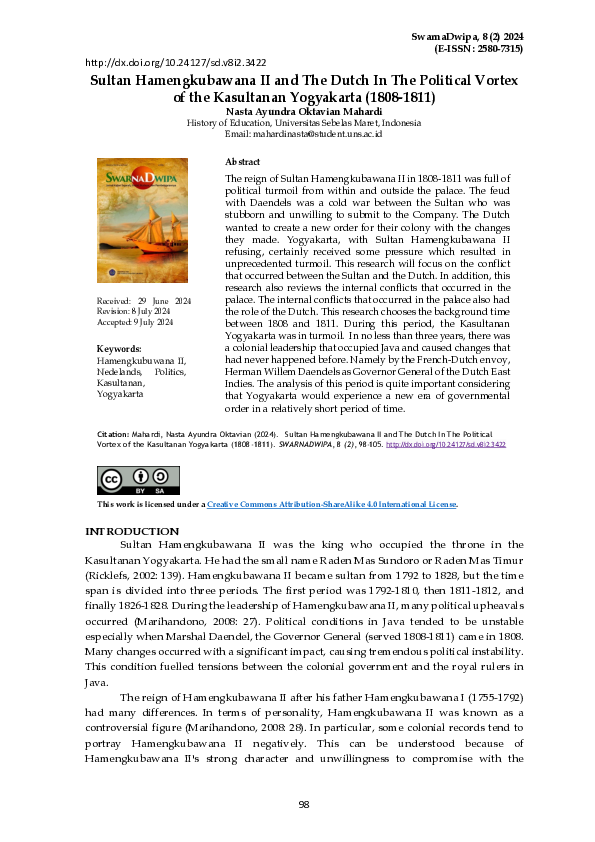(PDF) Sultan Hamengkubawana II and The Dutch In The Political Vortex of ...