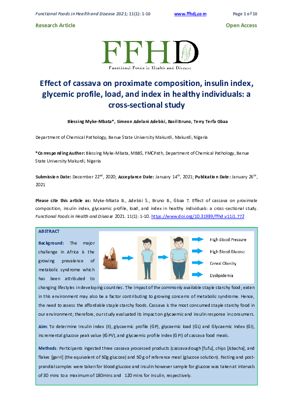 (PDF) Effect of cassava on proximate composition, insulin index ...