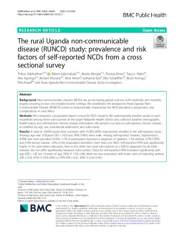 (PDF) The rural Uganda non-communicable disease (RUNCD) study ...