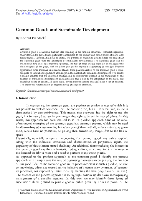 (PDF) Common Goods and Sustainable Development