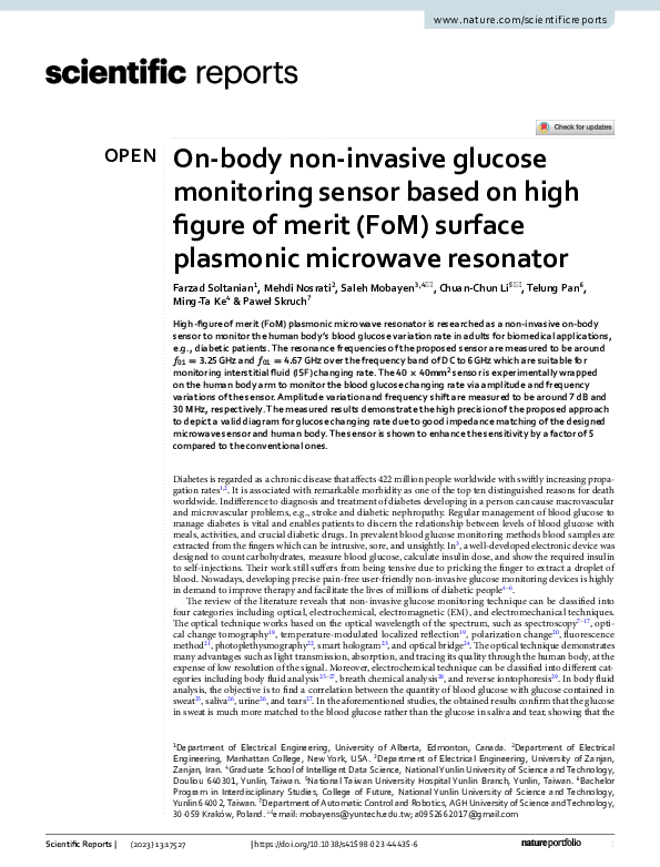 (PDF) On-body non-invasive glucose monitoring sensor based on high ...