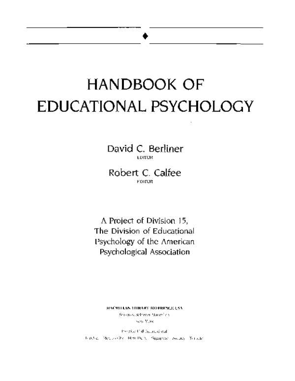 (PDF) Handbook of Educational Psychology