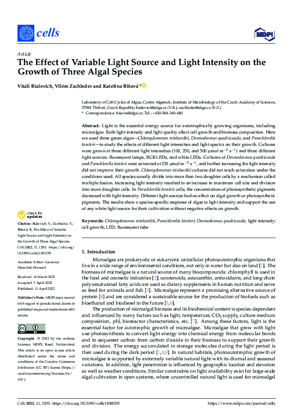 (PDF) The Effect of Variable Light Source and Light Intensity on the ...