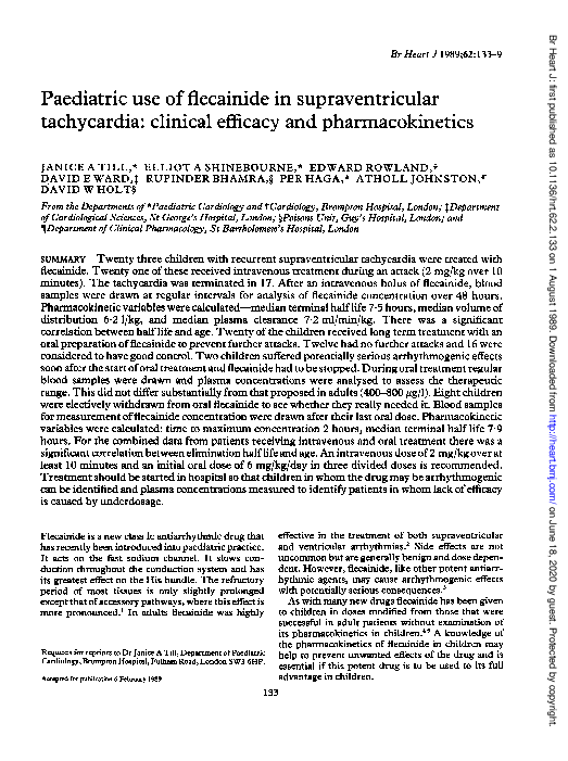 (PDF) Paediatric use of flecainide in supraventricular tachycardia ...