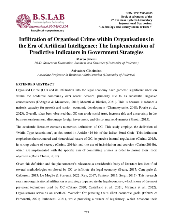 (PDF) Infiltration of Organised Crime within Organisations in the Era ...