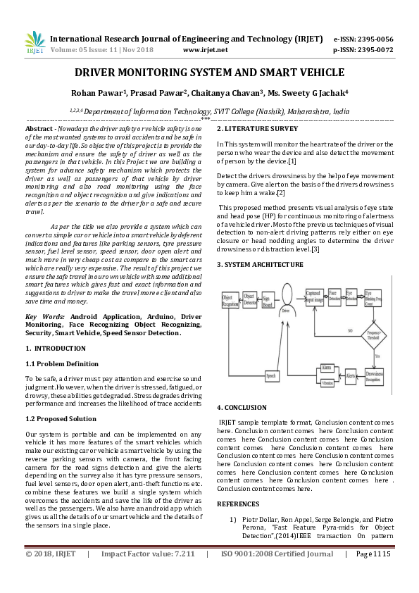 (PDF) DRIVER MONITORING SYSTEM AND SMART VEHICLE