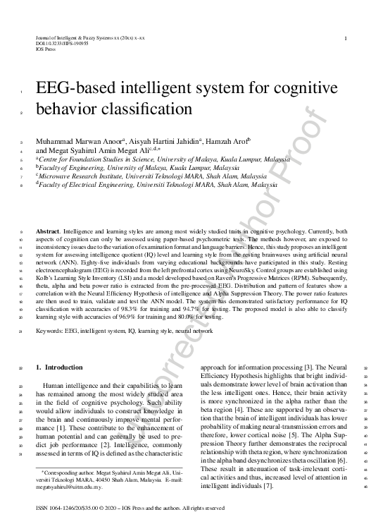 (PDF) EEG-based intelligent system for cognitive behavior classification