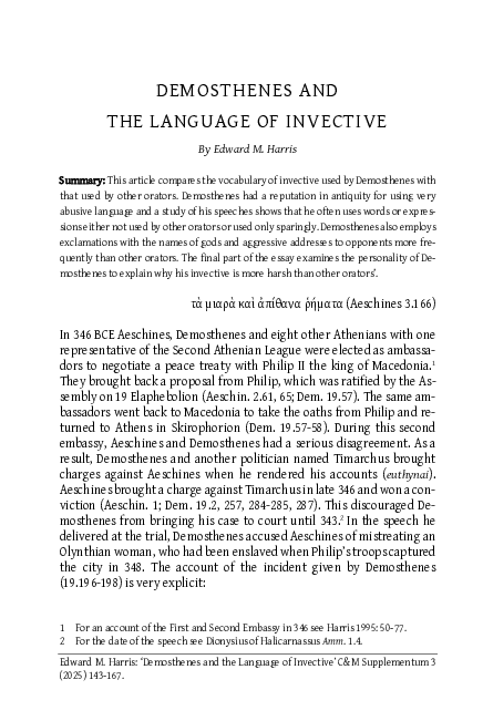 (PDF) Demosthenes and the Language of Invective