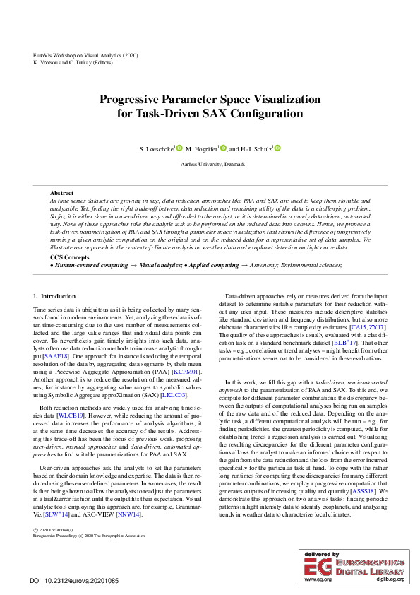 (PDF) Progressive Parameter Space Visualization for Task-Driven SAX Configuration