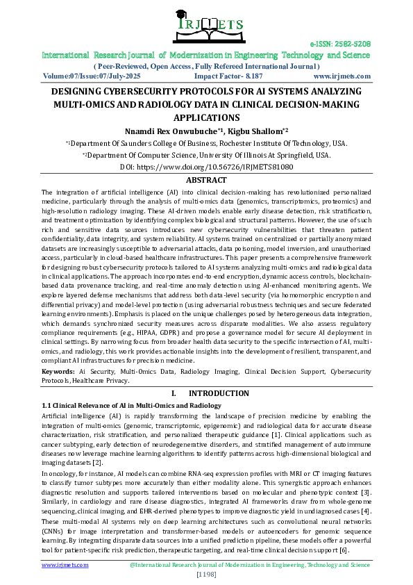 (PDF) DESIGNING CYBERSECURITY PROTOCOLS FOR AI SYSTEMS ANALYZING MULTI ...