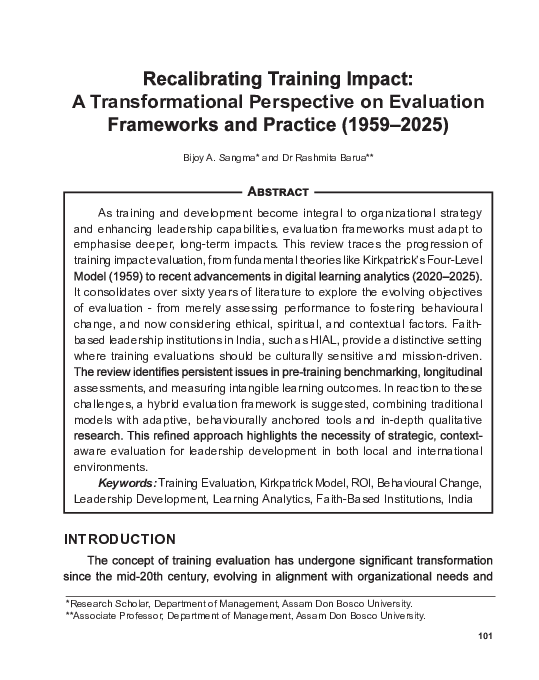 (PDF) Recalibrating Training Impact: A Transformational Perspective on Evaluation Frameworks and ...