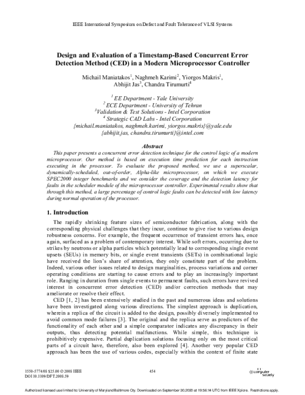 (PDF) Design and Evaluation of a Timestamp-Based Concurrent Error ...