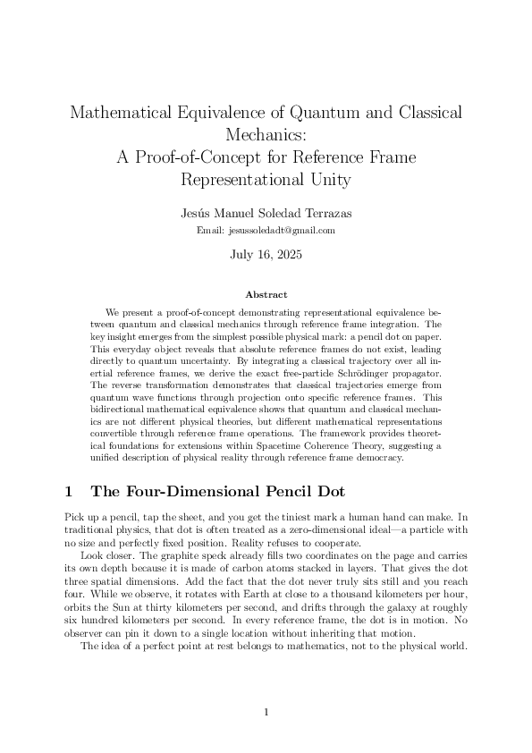 (PDF) Mathematical Equivalence of Quantum and Classical Mechanics: A ...