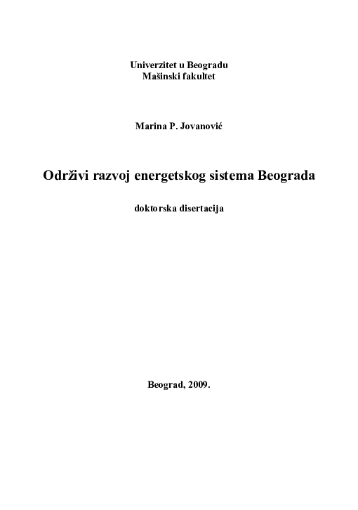 (PDF) Sustainable development of the Belgrade energy system