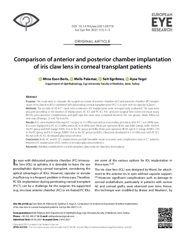(PDF) Comparison of anterior and posterior chamber implantation of iris ...