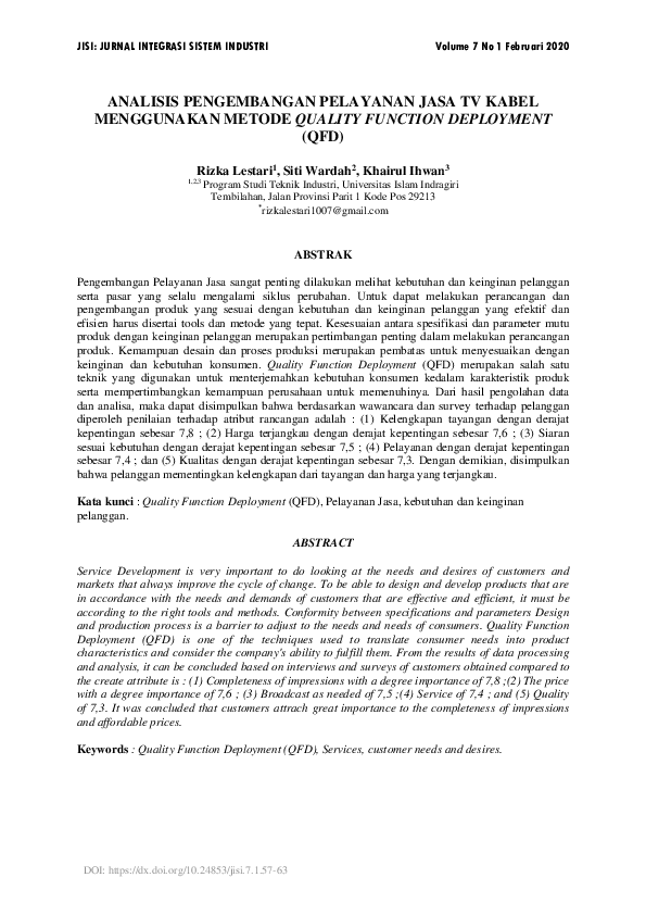 (PDF) Analisis Pengembangan Pelayanan Jasa TV Kabel Menggunakan Metode ...