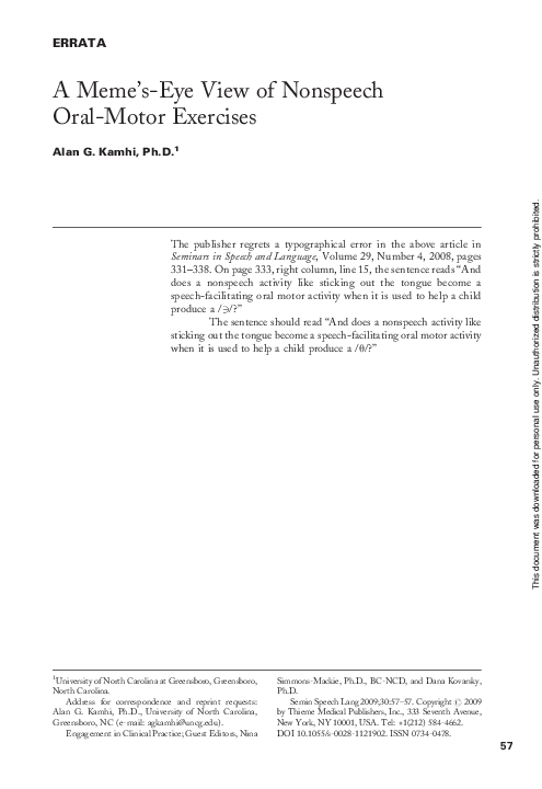 (PDF) A Meme's-Eye View of Nonspeech Oral-Motor Exercises